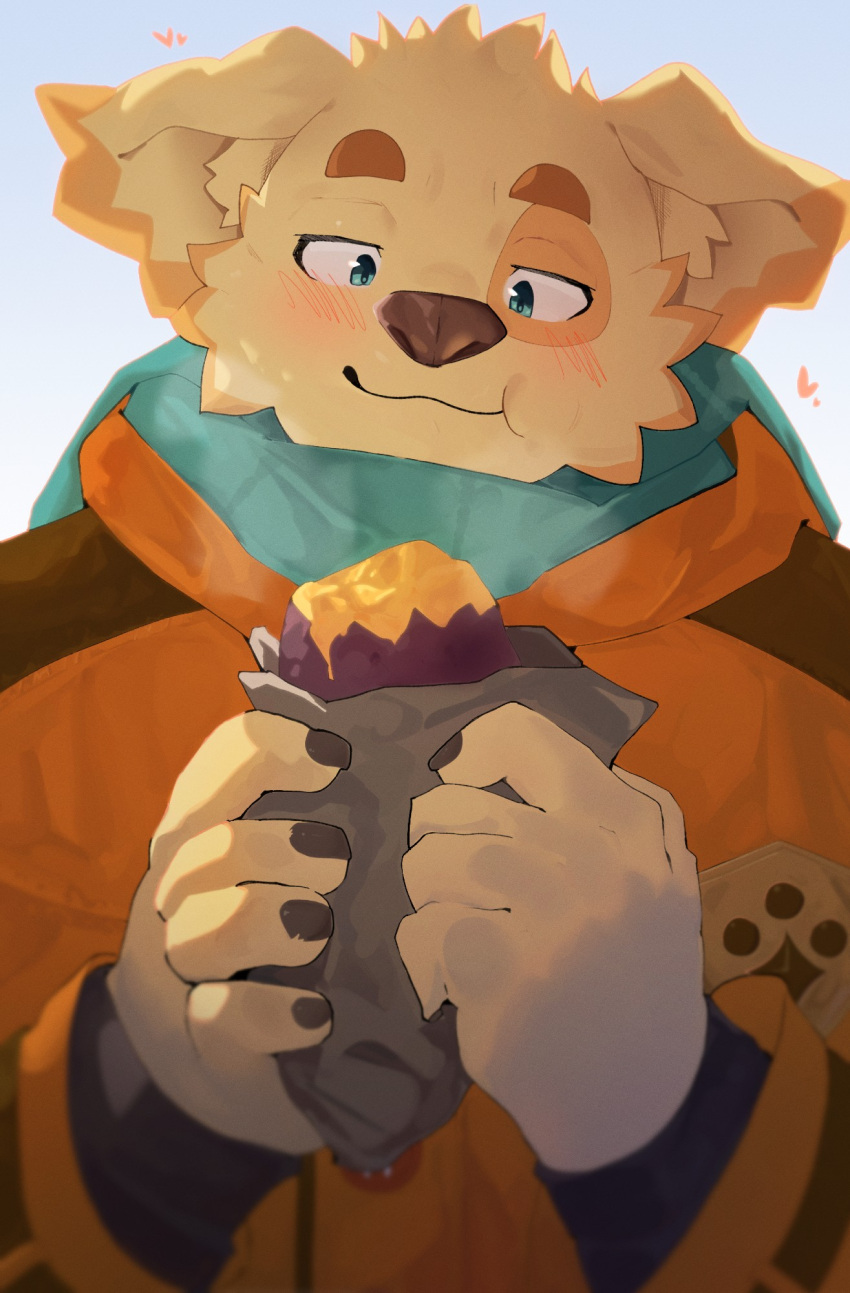 Safebooru - 1boy animal ears blush chewing colored tips commentary cu ...