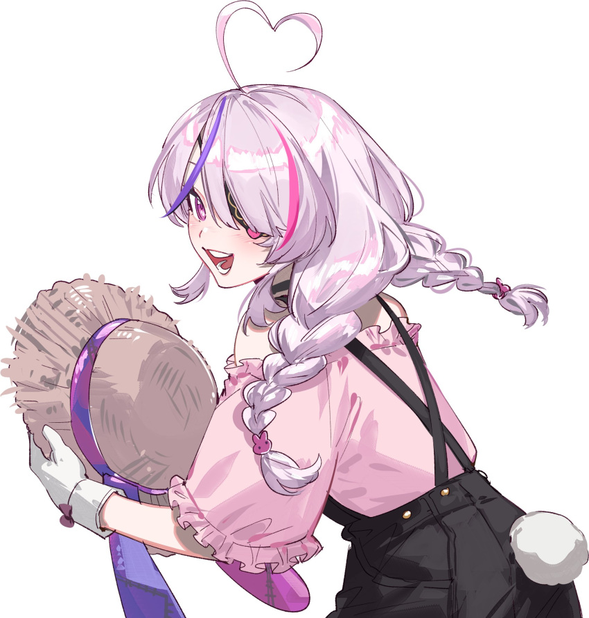 Safebooru - 1girl :d ahoge braid eyepatch from behind gloves hat heart ...