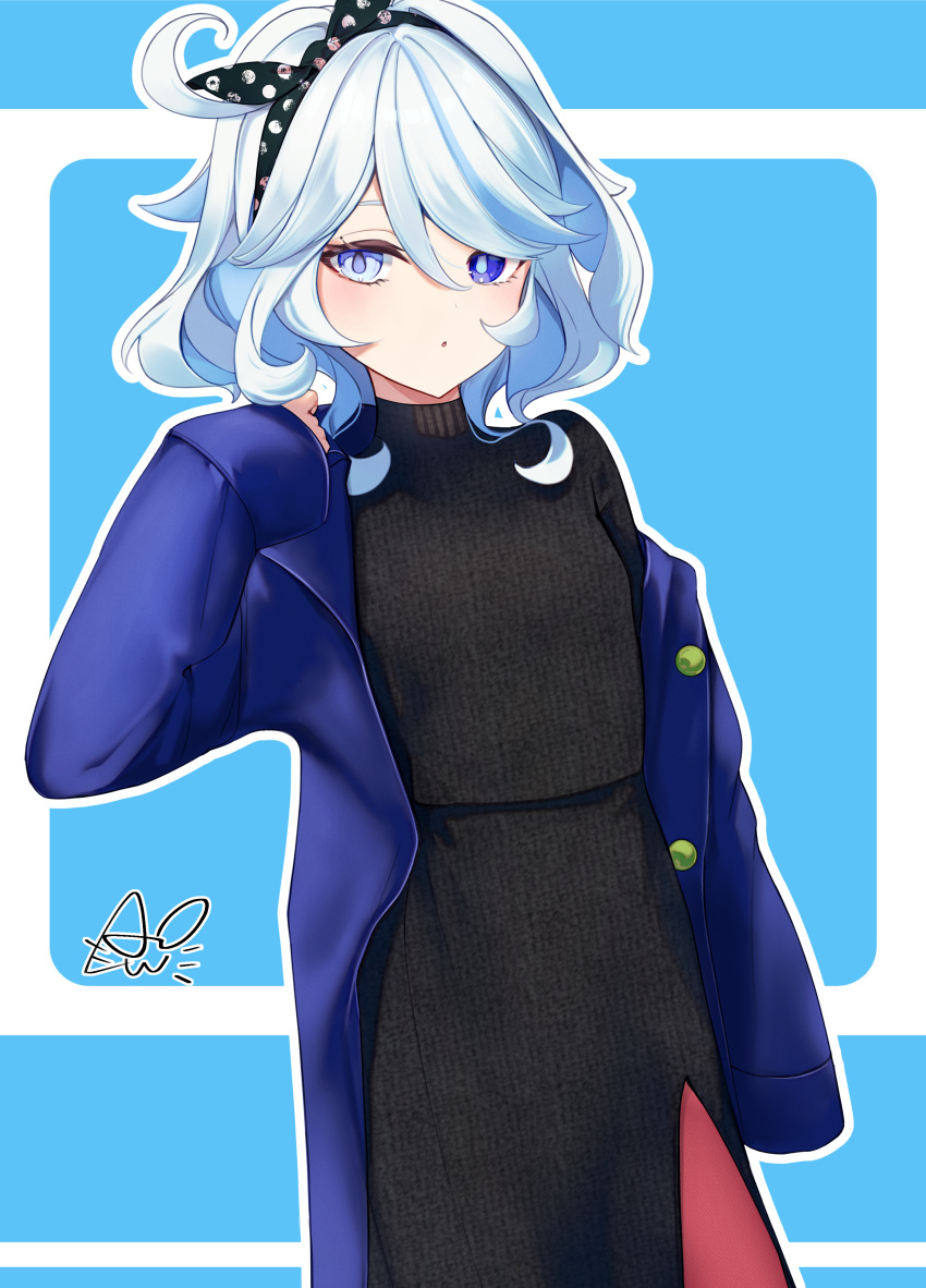 Safebooru - 1girl :o absurdres alternate costume asahi (vjss4548) black dress black hairband ...