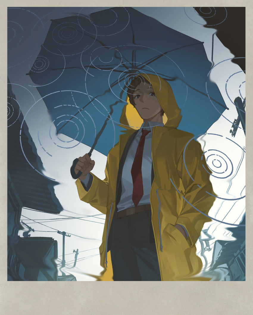 Safebooru - 1boy adachi tooru black jacket black pants border building ...