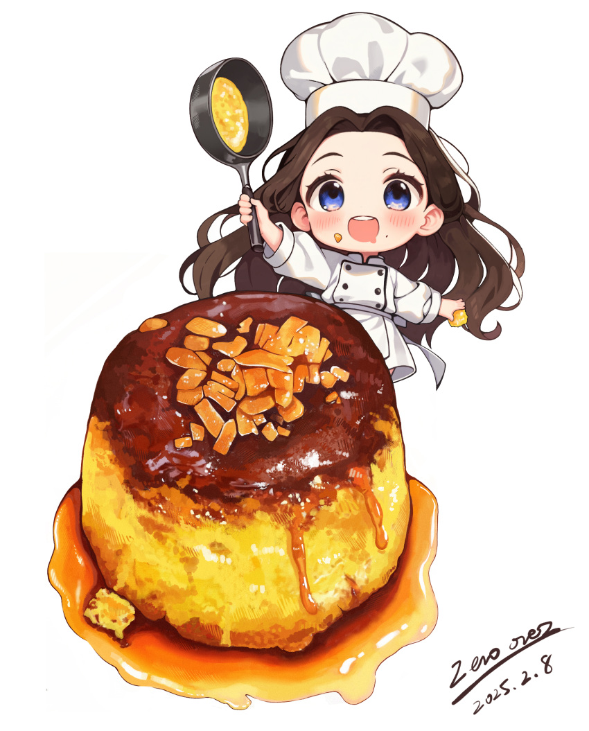 Safebooru - 1girl absurdres apron blue eyes brown hair chef chef hat ...