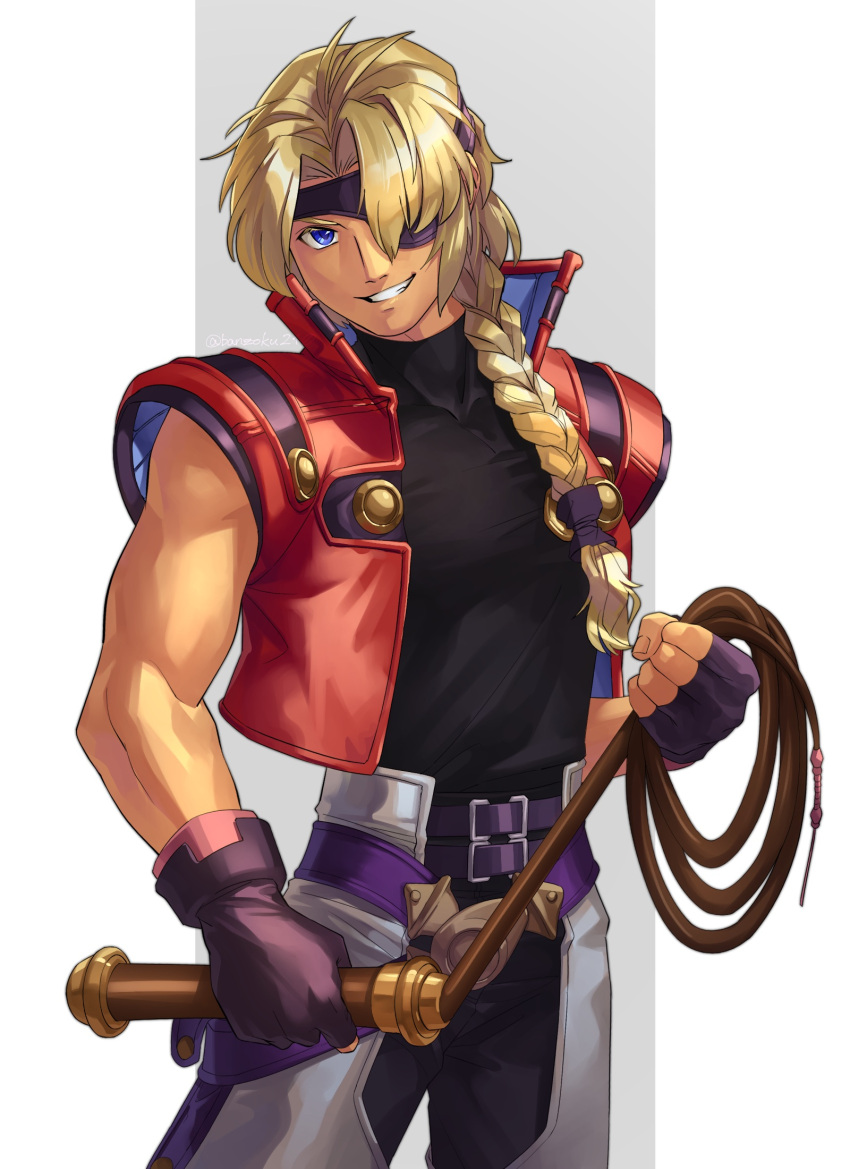 Safebooru - 1boy asagi (banzoku210) bartholomew fatima black gloves blue eyes braid commentary ...