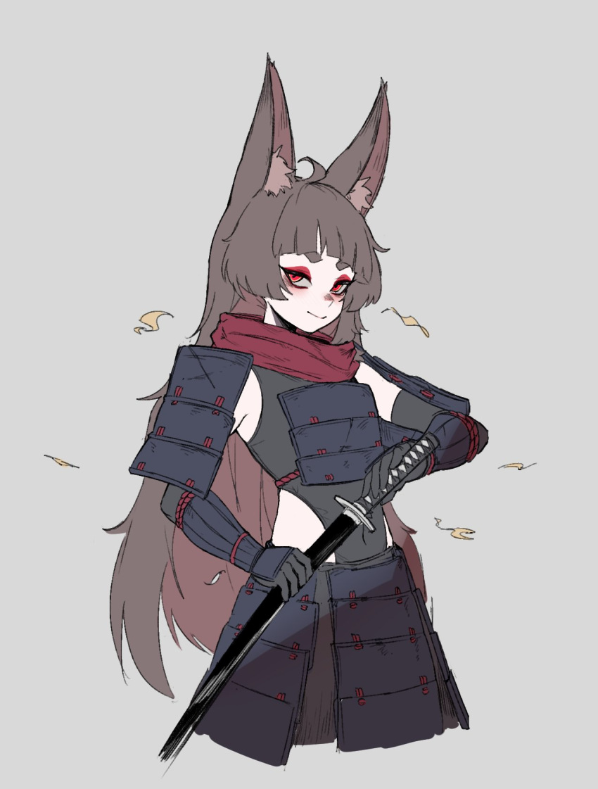 Safebooru - 1girl armor black gloves blush brown hair chivalry starved detached sleeves frze18 ...