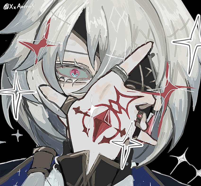 Safebooru - 1boy anaxa (honkai: star rail) arm up black background ...