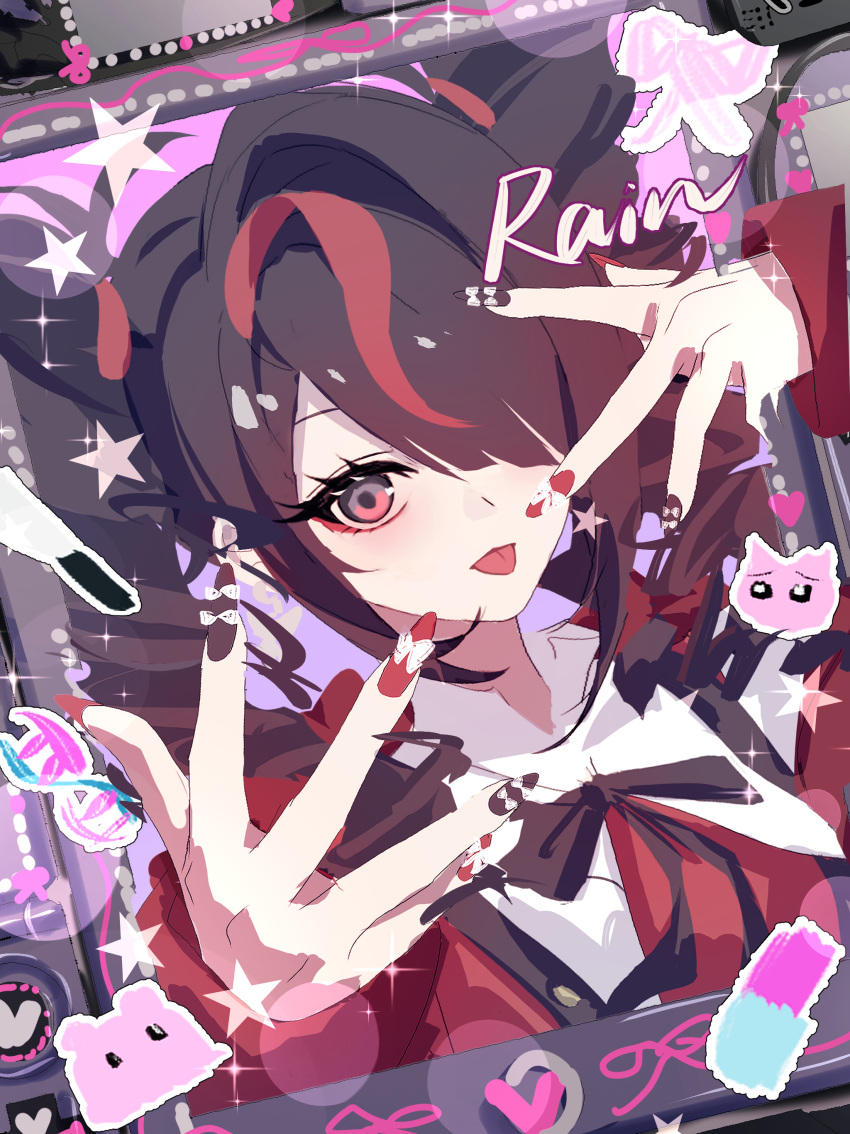 Safebooru - 1girl absurdres ame-chan (needy girl overdose) black hair black nails commentary ...