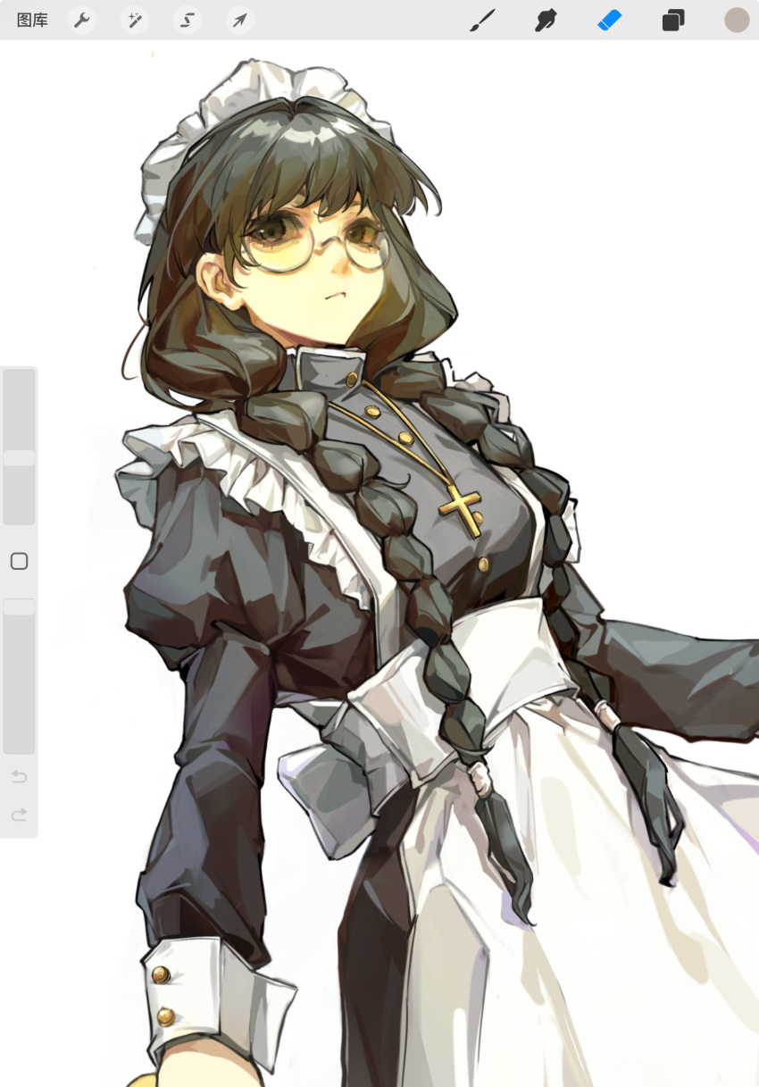 Safebooru - 1girl apron black dress black hair black lagoon braid dress dudleyle highres long ...