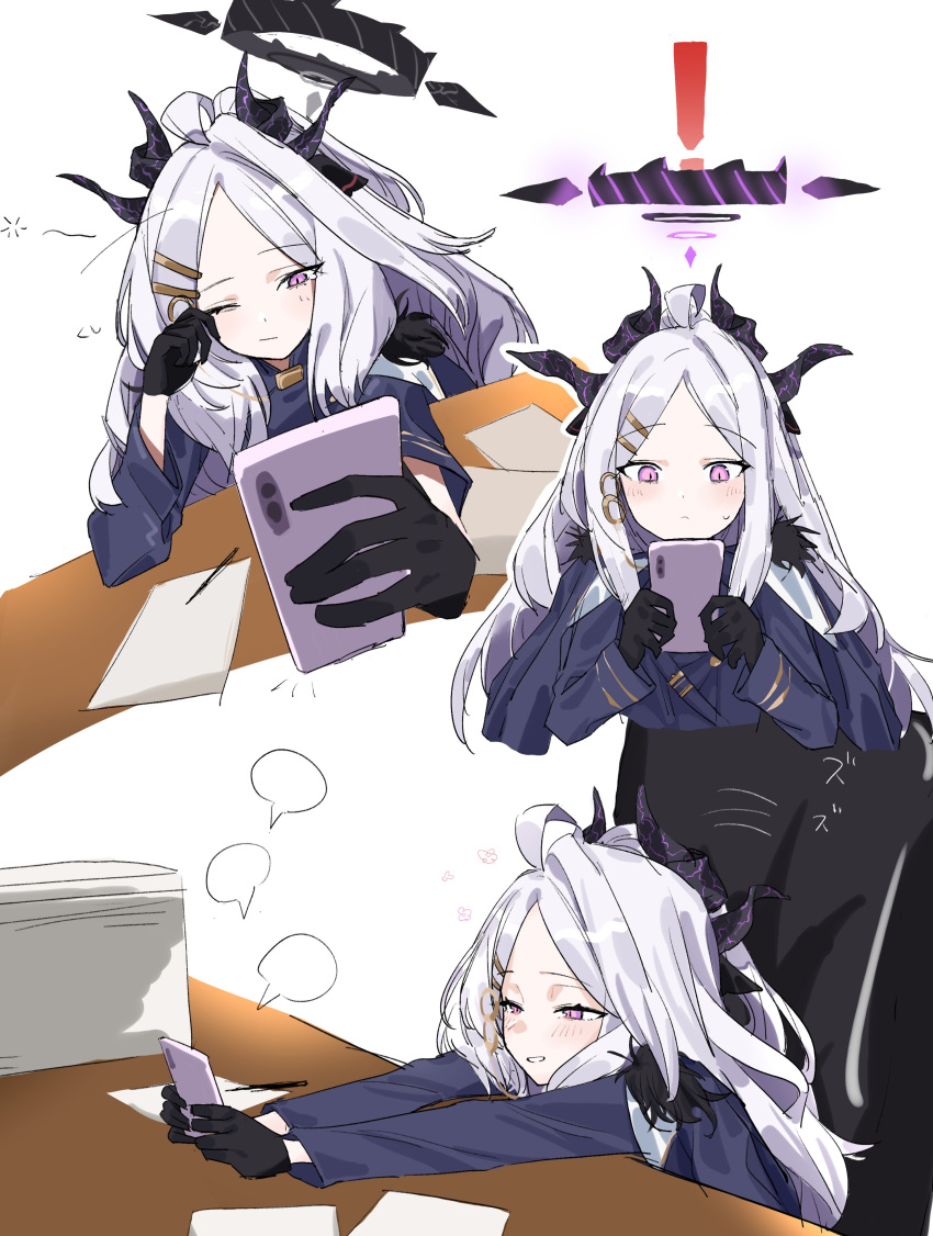 Safebooru - ! 1girl absurdres ahoge armband black coat black halo blue archive blush breasts ...