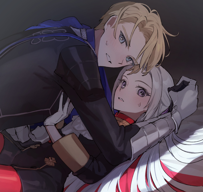 Safebooru - 1boy 1girl arm guards armored gloves blonde hair blue ...