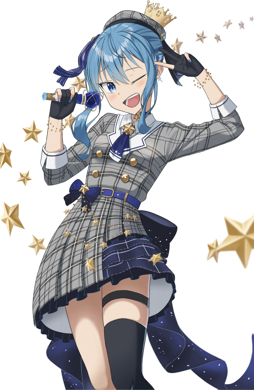 Safebooru - absurdres ascot asymmetrical legwear belt beret blue ascot blue belt blue choker ...