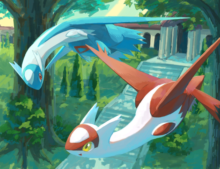 Safebooru - bird tail flying highres keruasu0629 latias latios no ...