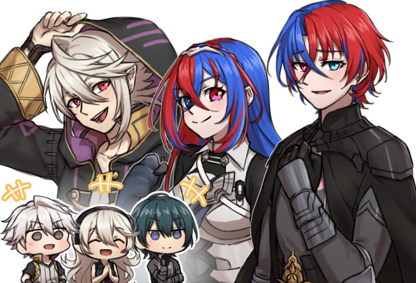 Safebooru - 2girls 4boys alternate costume armor black armor black cape ...