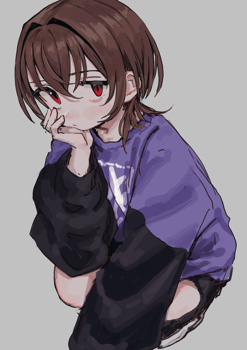 Safebooru 1girl Brown Hair Closed Mouth Commentary Hair Intakes Hand 2615