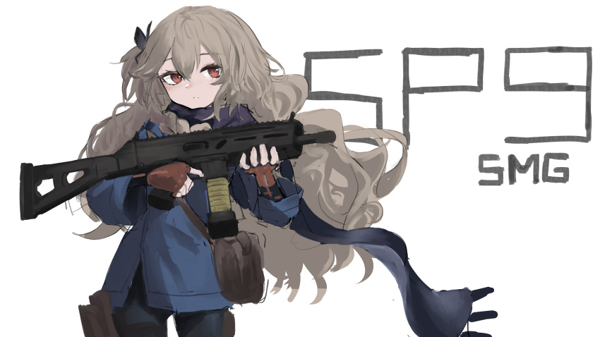 Safebooru - 1girl absurdres bag black ribbon blue jacket brown bag brown gloves brown hair ...