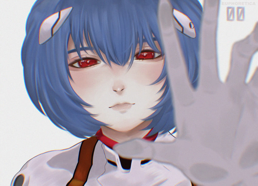 Safebooru - 1girl artist name ayanami rei blue hair blurry blurry ...