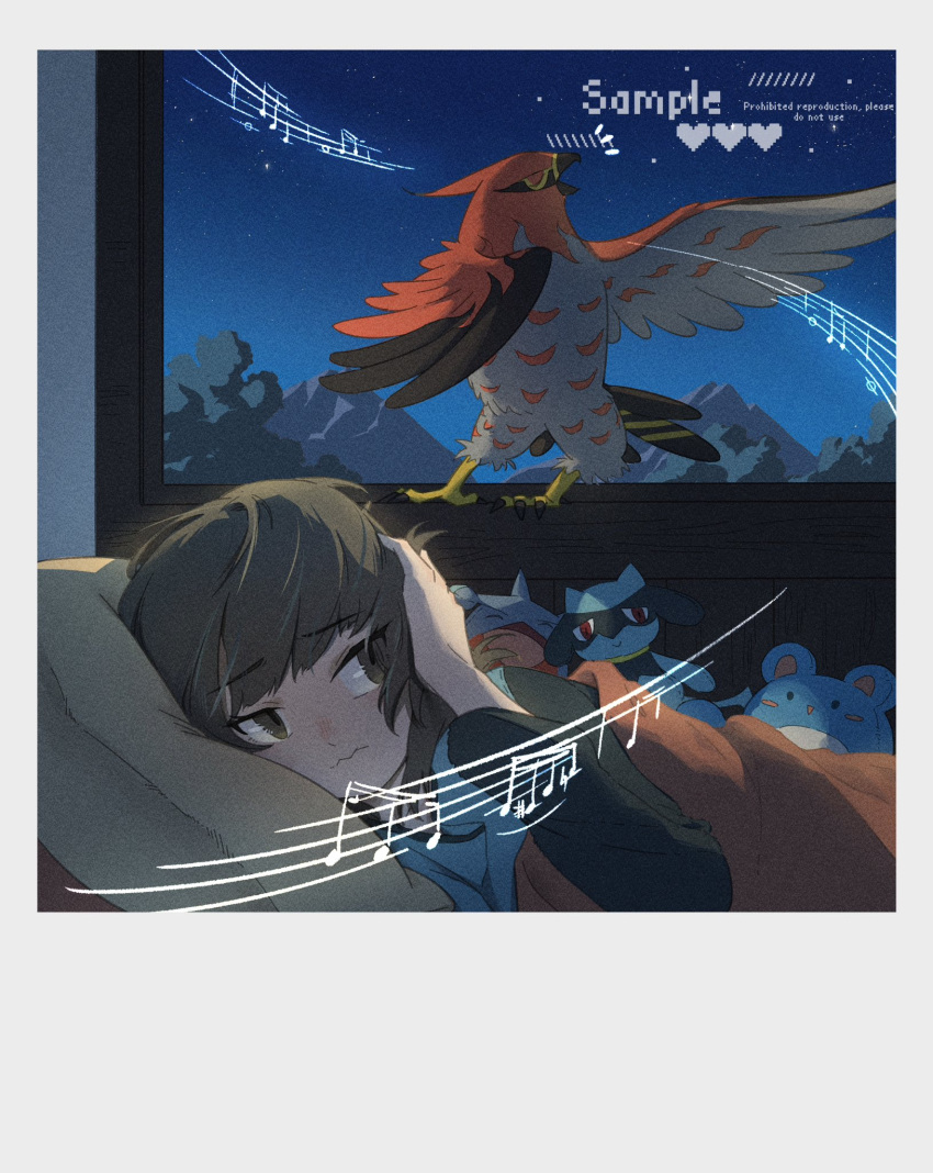 Safebooru - 1girl bird black feathers blue shirt brown eyes brown hair character doll colored ...