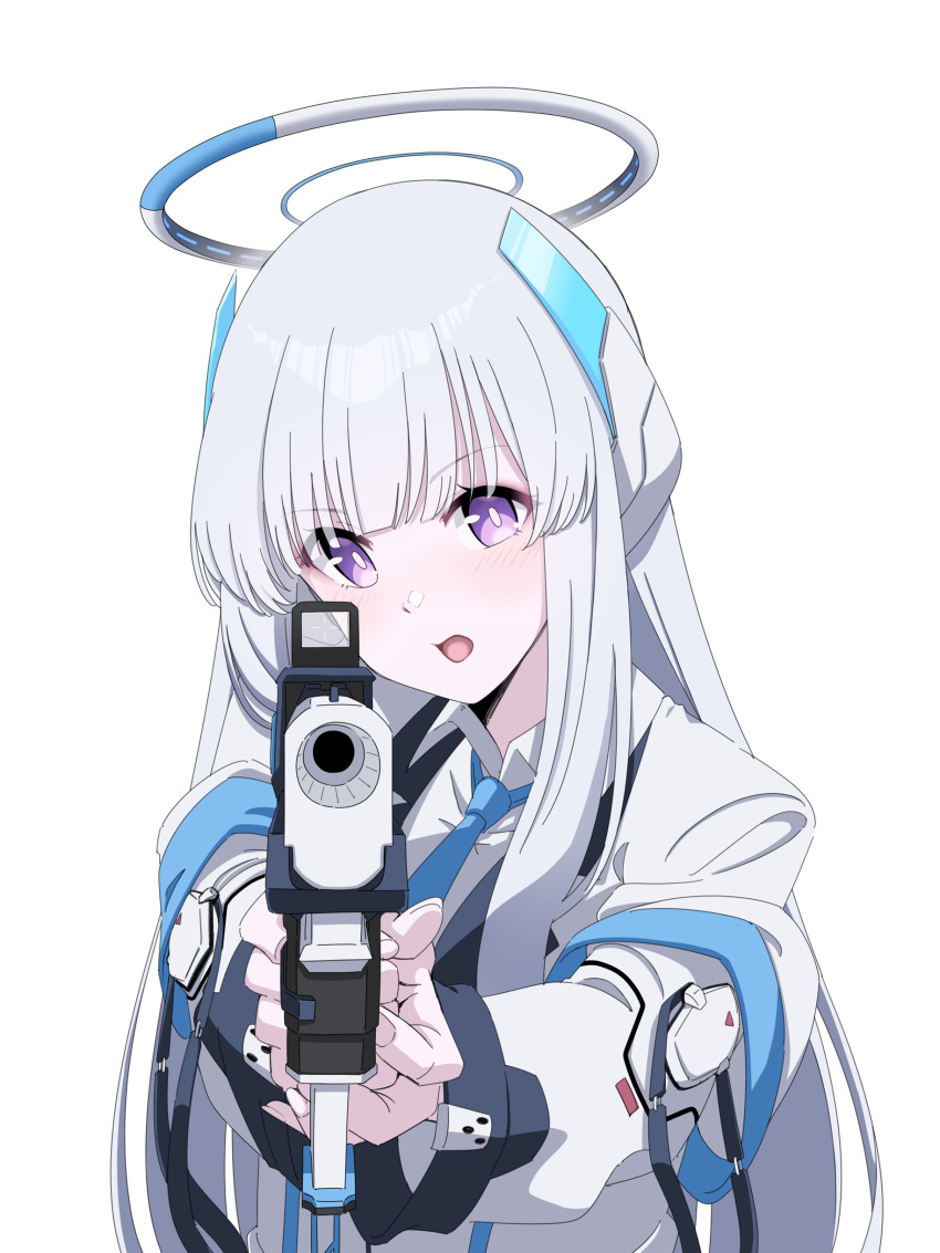Safebooru - 1girl absurdres aiming aiming at viewer blue archive blue necktie bright pupils ...