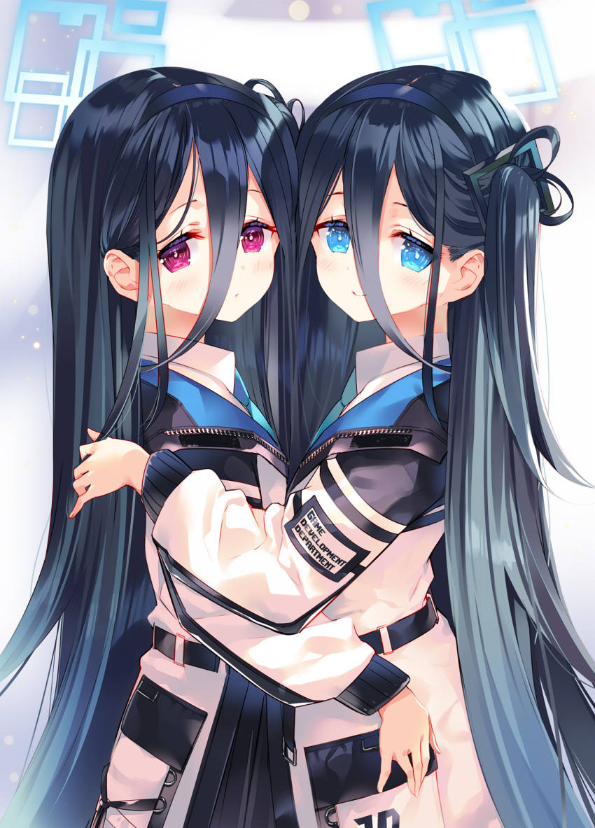 Safebooru - 2girls arikawa satoru aris (blue archive) black hair blue archive blue eyes blush ...