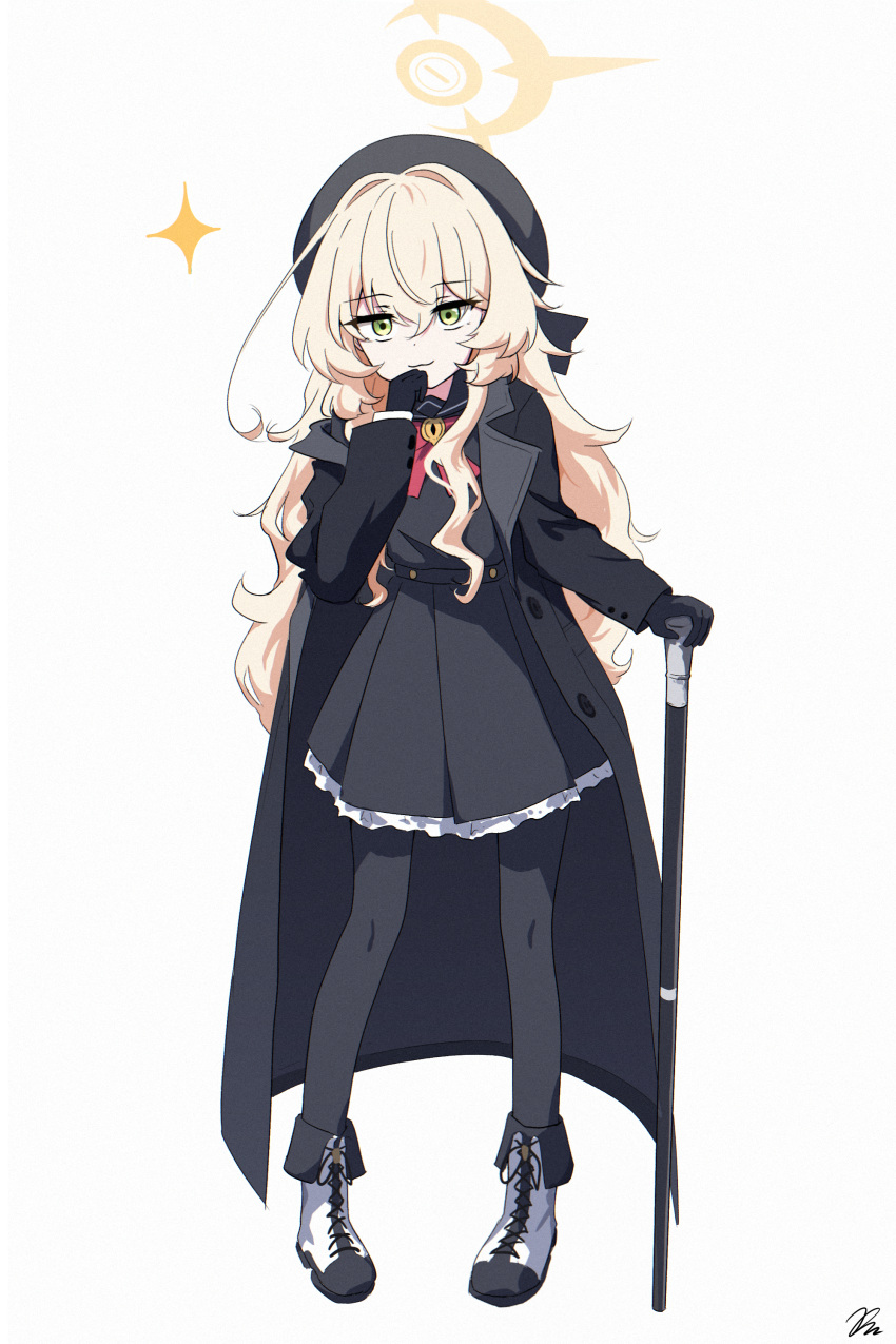 Safebooru - 1girl :3 absurdres beret black coat black gloves black hat ...