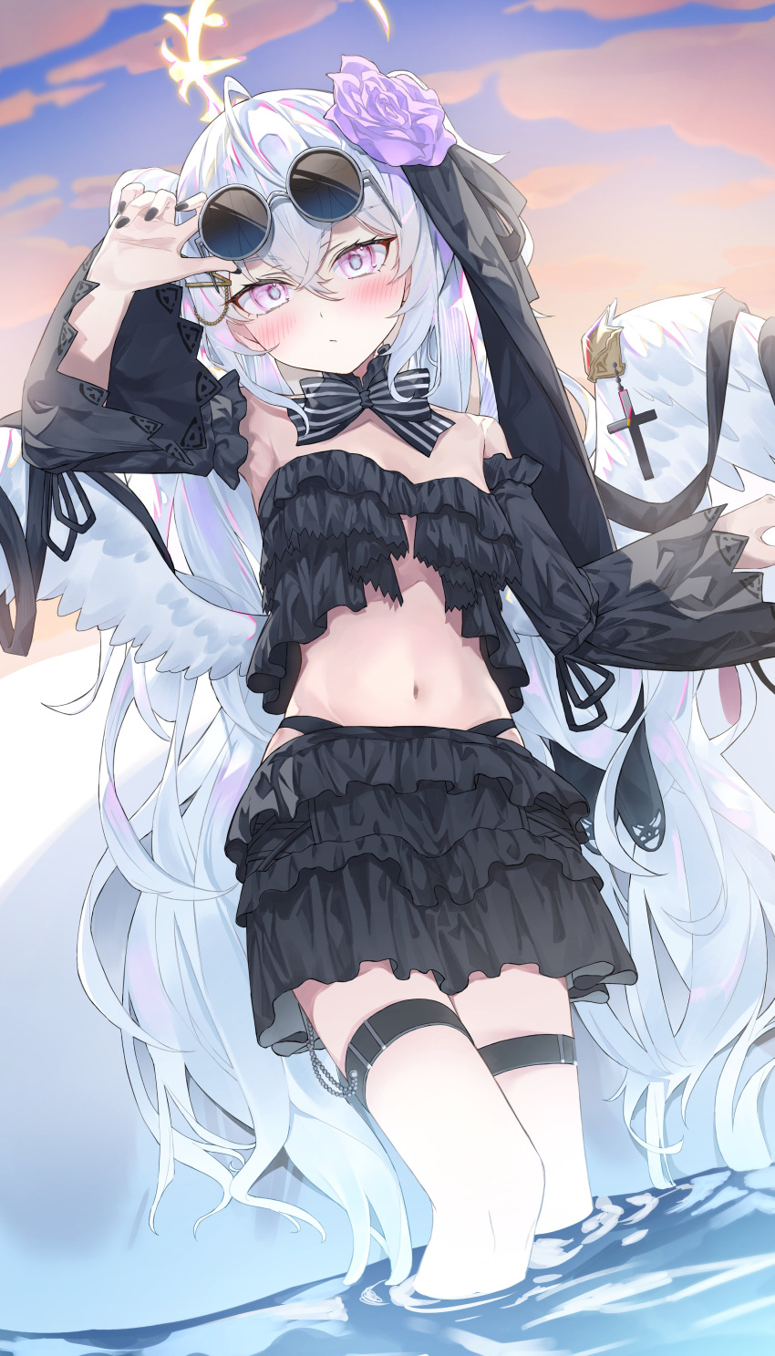 Safebooru - 1girl absurdres azusa (blue archive) black bow black dress blue archive bow breasts ...