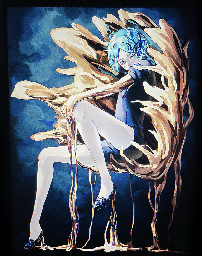 Safebooru - 1other blue eyes blue hair colored skin crystal hair full ...