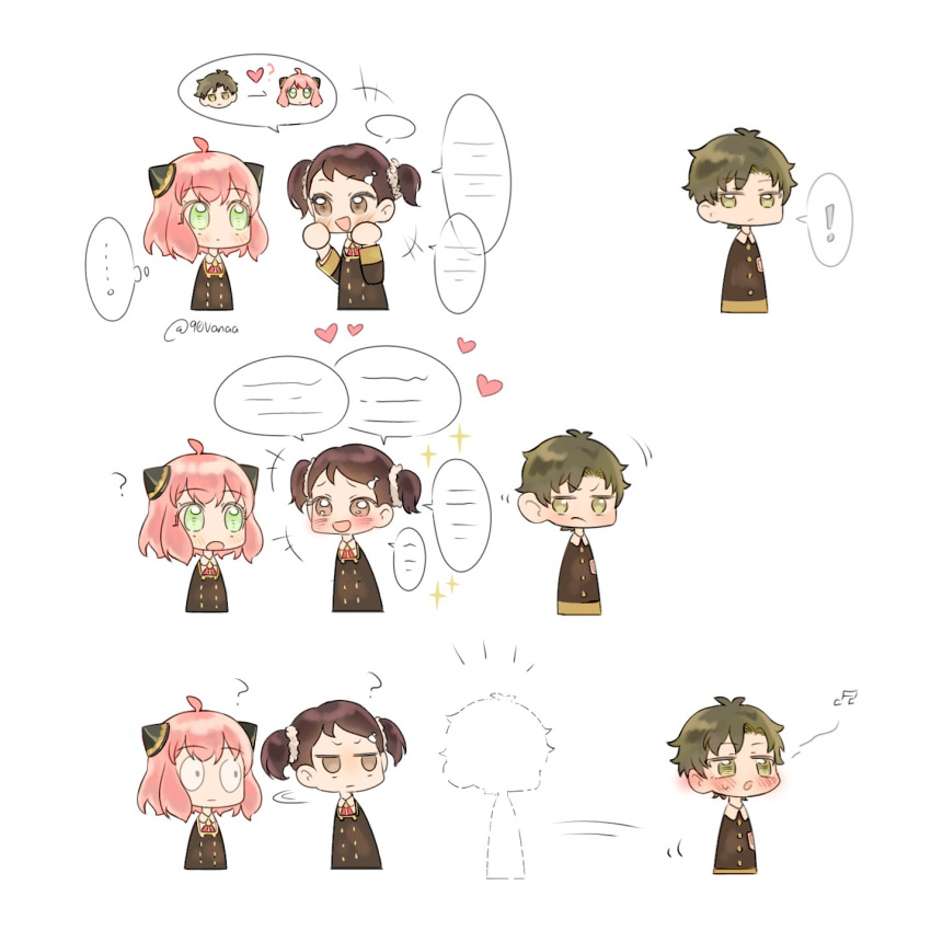 Safebooru - ! 1boy 2girls 90vanaa ? ahoge anya (spy x family) becky blackbell black dress black ...