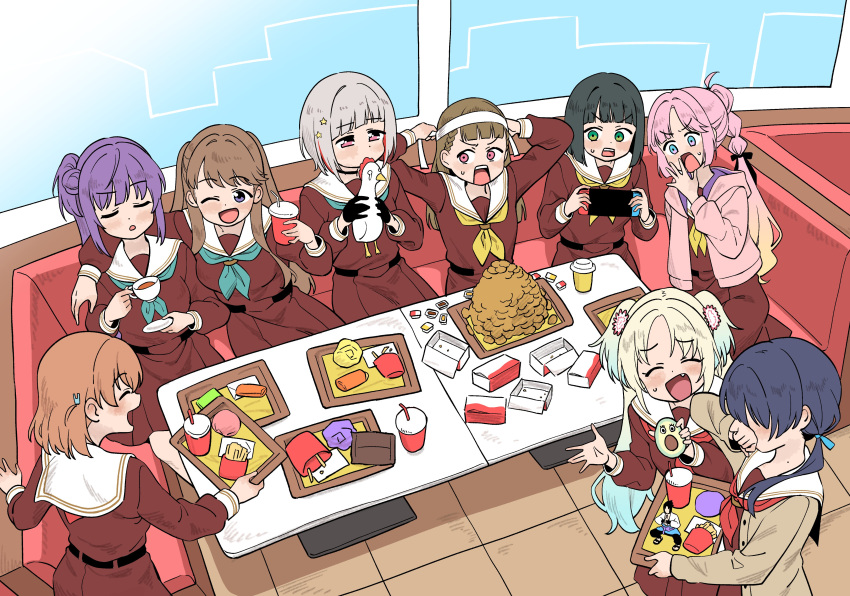 Safebooru - 6+girls :d ;d absurdres ahoge anyoji hime aqua neckerchief avocado balancing sasuke ...