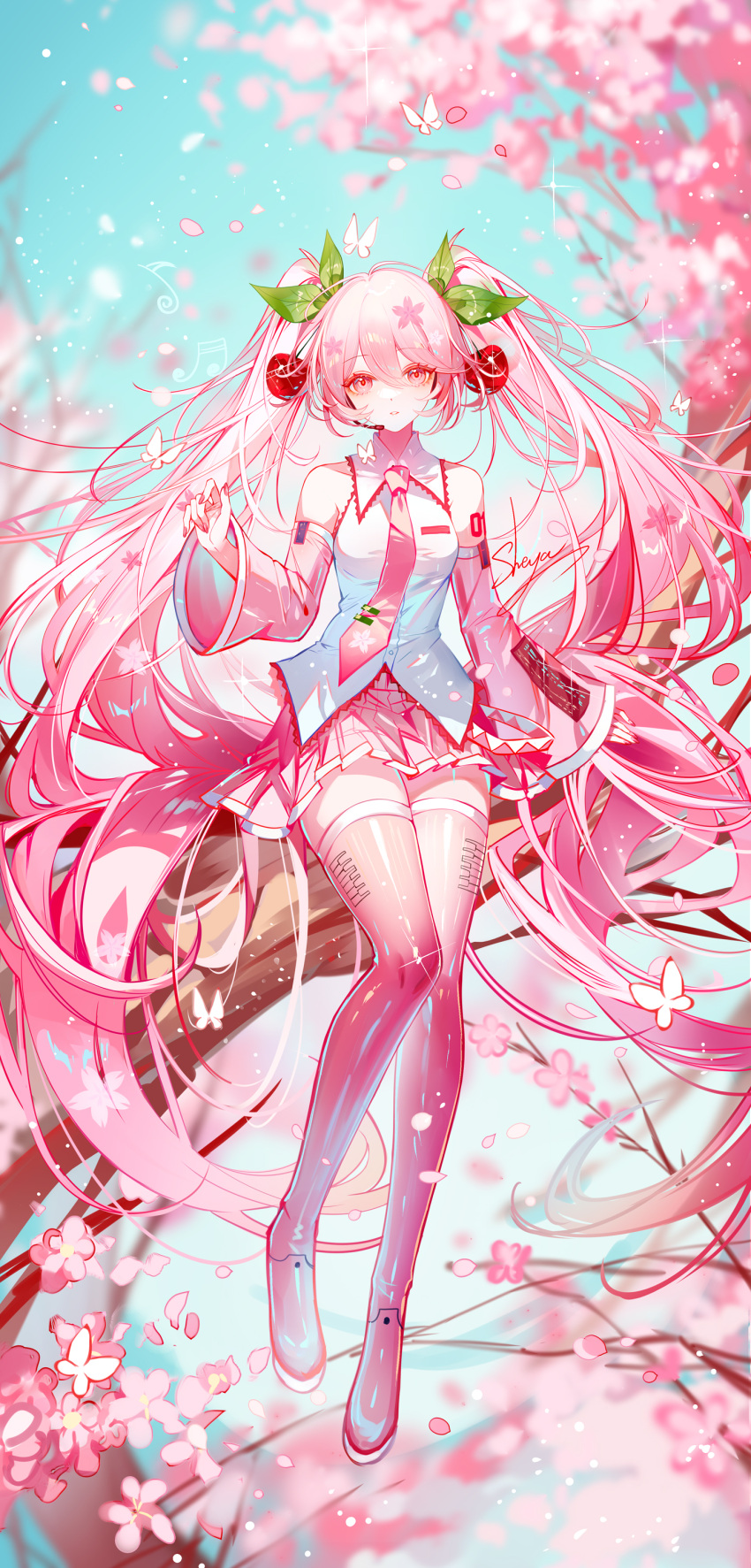 Safebooru - 1girl absurdres blurry blurry background boots bug butterfly cherry blossoms ...