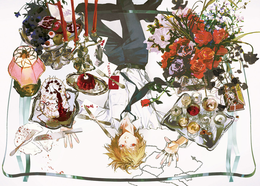 Safebooru - 1boy apple belt belt buckle black belt black necktie black ...