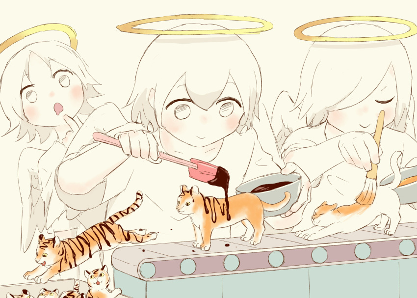 Safebooru - 3girls absurdres angel angel wings avogado6 chocolate ...