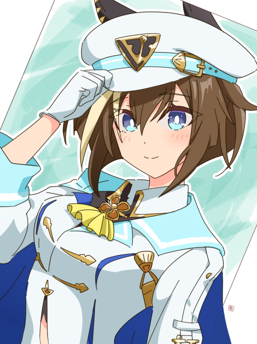 Safebooru - 1girl adjusting clothes adjusting headwear animal ears ascot blue cape blue eyes ...