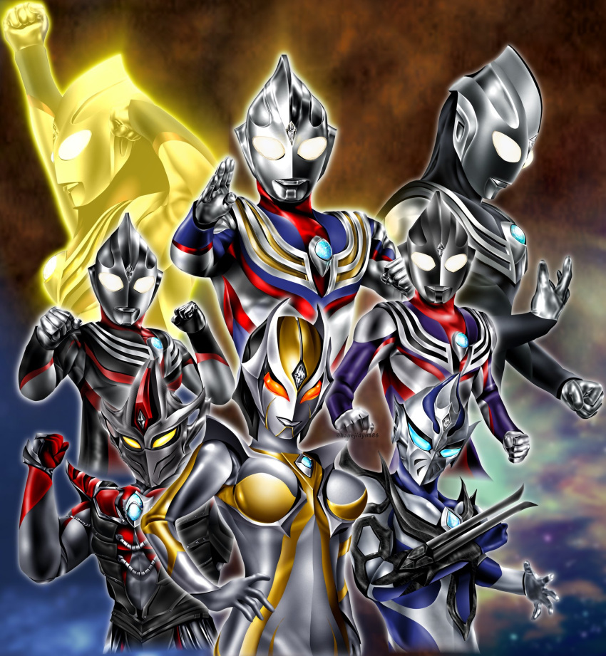 Safebooru - 1girl 3boys alien arm blade armor arms up aura black skin ...