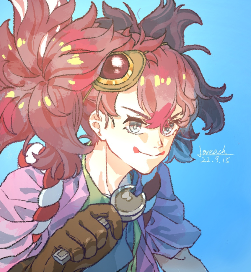 Safebooru - appare-ranman! artist name blue background brown gloves ...