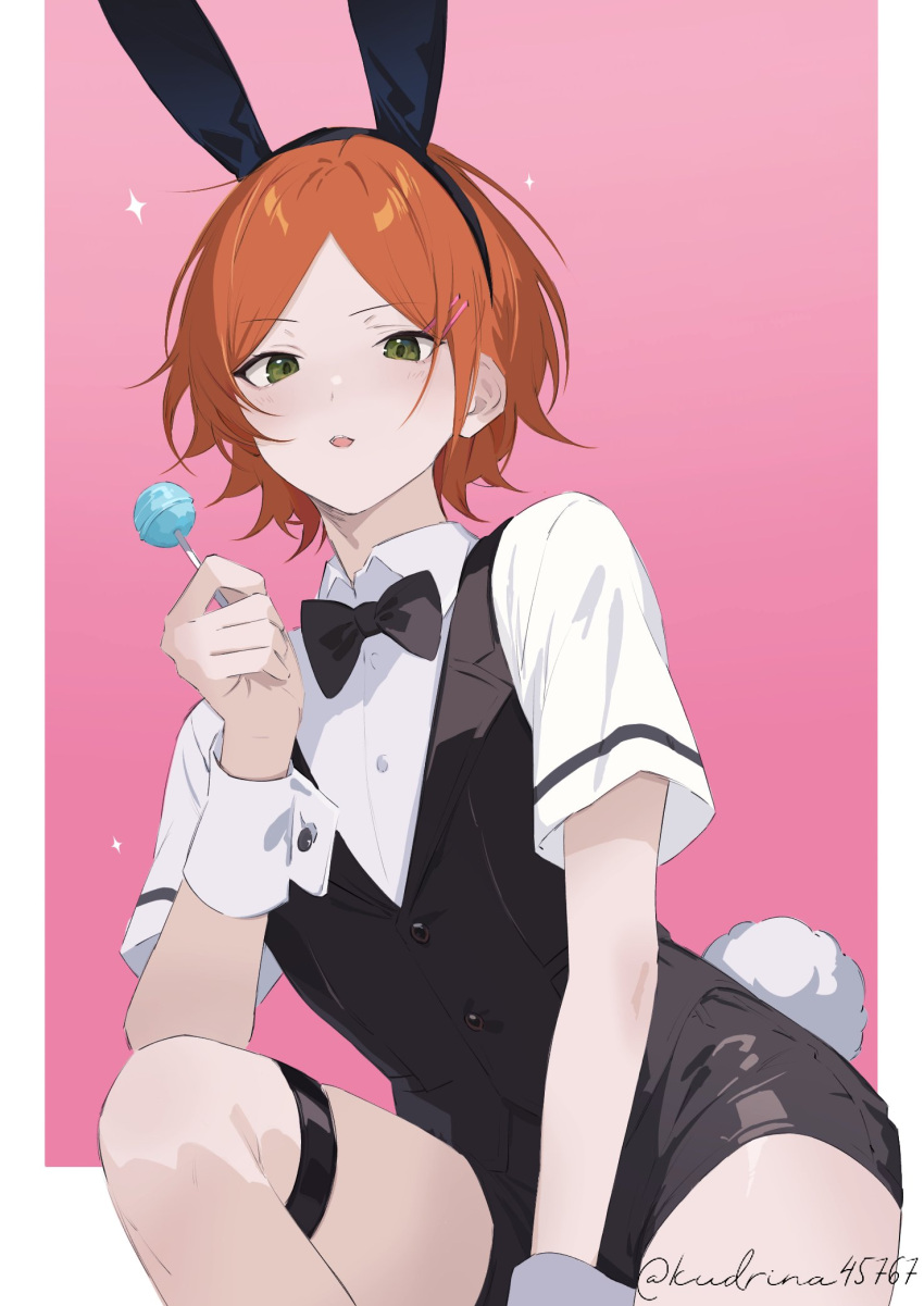 Safebooru - 1boy animal ear headband animal ears aoi hinata arched back arm between legs black ...