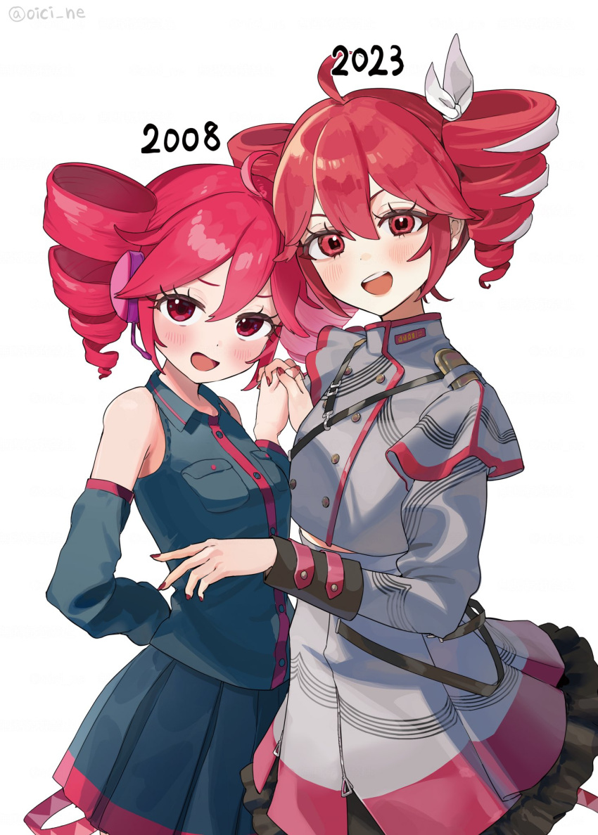 Safebooru - 2008 2023 2girls ahoge arm behind back bare shoulders black skirt black sleeve cuffs ...