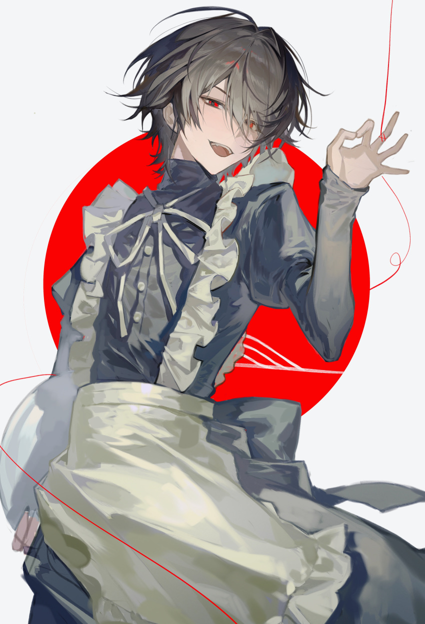 Safebooru - 1boy absurdres apron black dress black hair cowboy shot crossdressing daiba shizuma ...