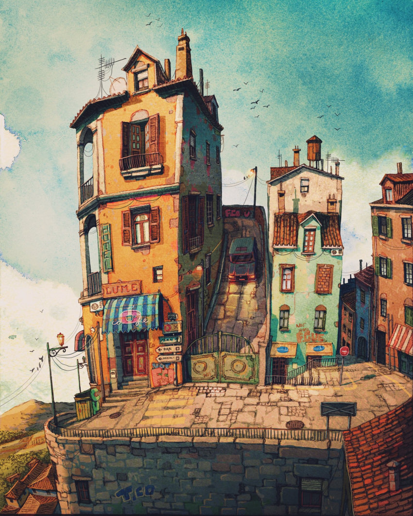 Safebooru - awning balcony bird building chimney door dormer francisco ...