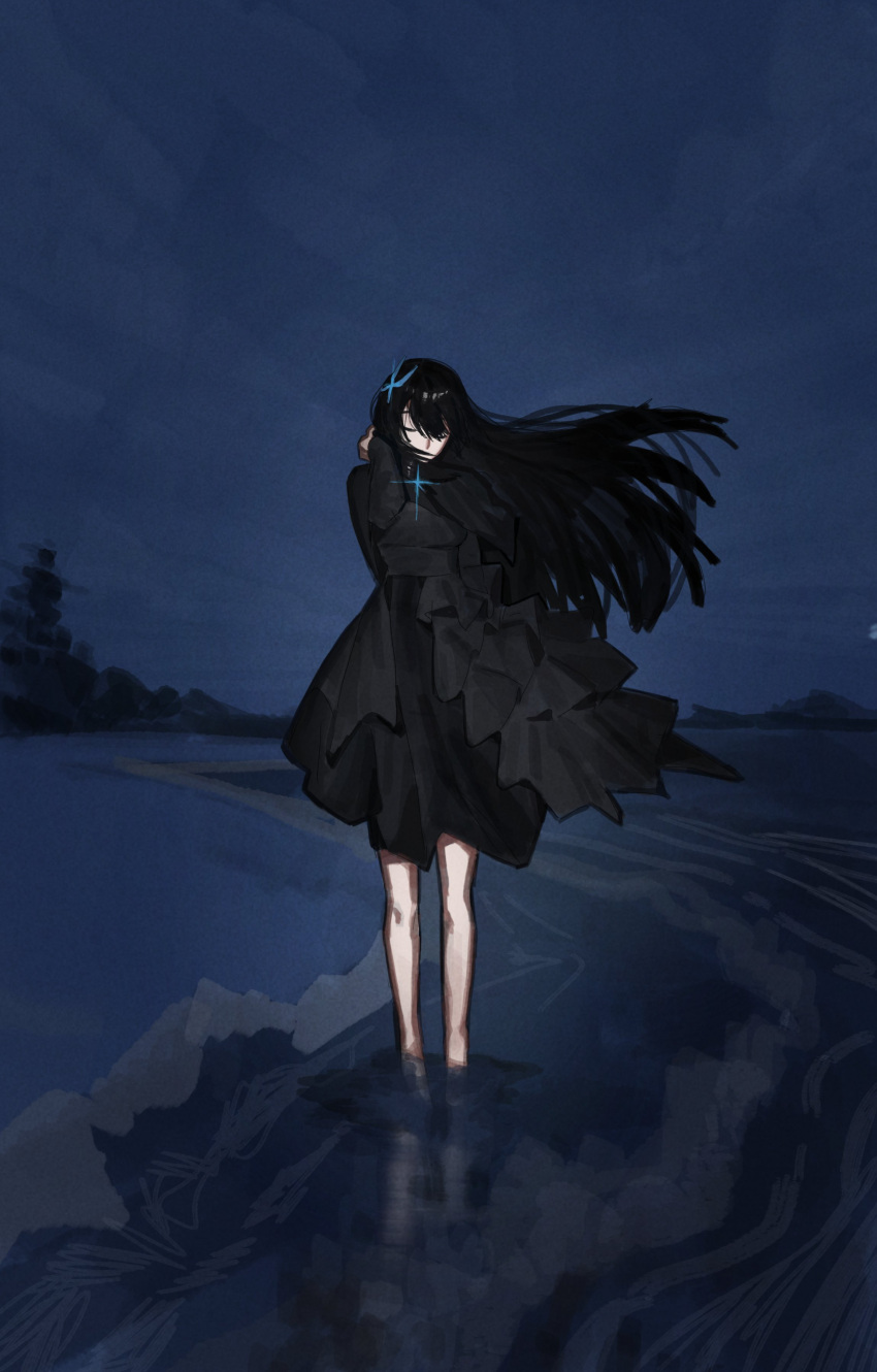 Safebooru - 1girl absurdres black dress black hair closed eyes dress girls frontline highres ...