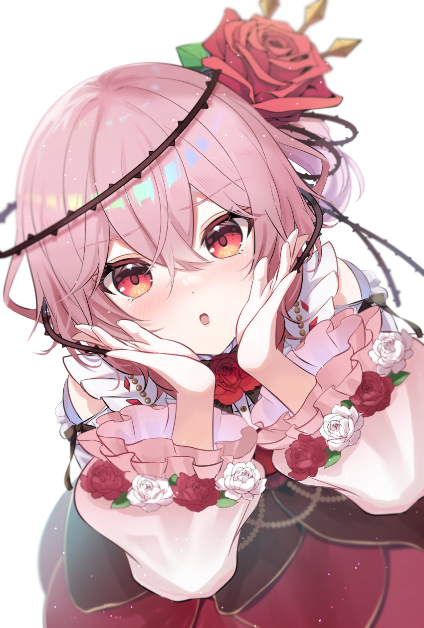 Safebooru - 1girl :o amakai nagi blush clothing cutout flower hair ...