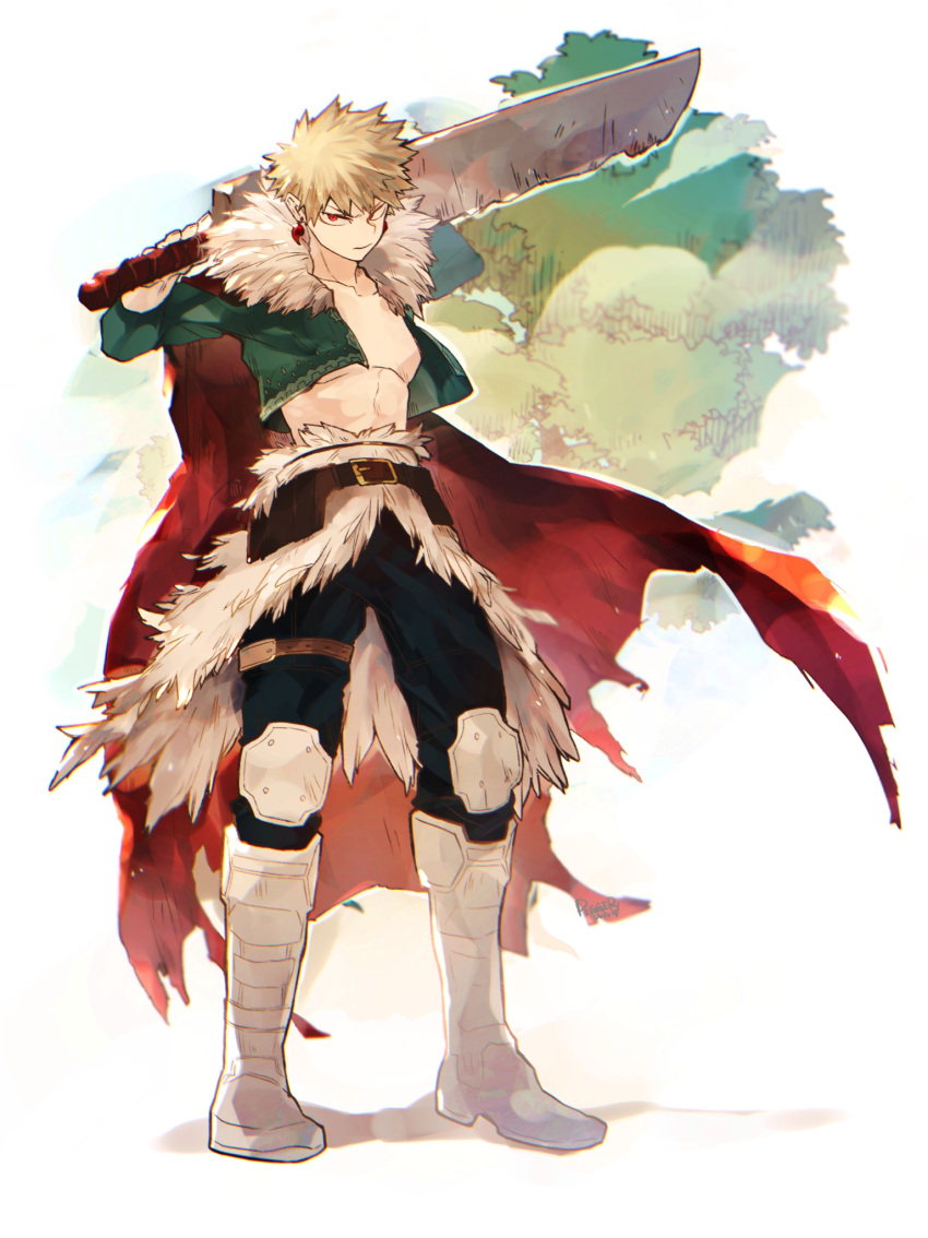 Safebooru - 1boy abs alternate costume arm up bakugou katsuki belt belt ...