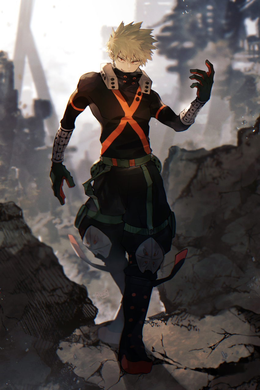 Safebooru - 1boy arm up bakugou katsuki belt black pants black shirt ...