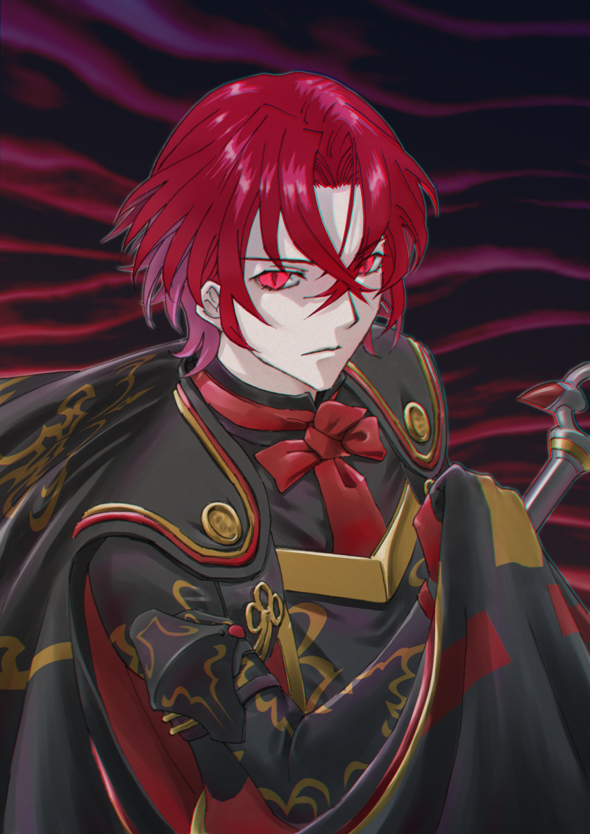 Safebooru - 1boy black cape cape closed mouth crossed bangs dark ...