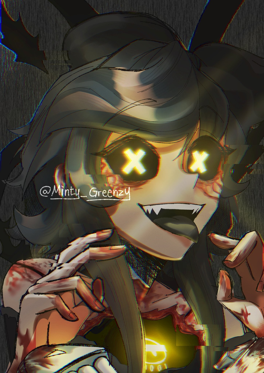 Safebooru - 1girl black dress blood cyn (murder drones) dress extra ...