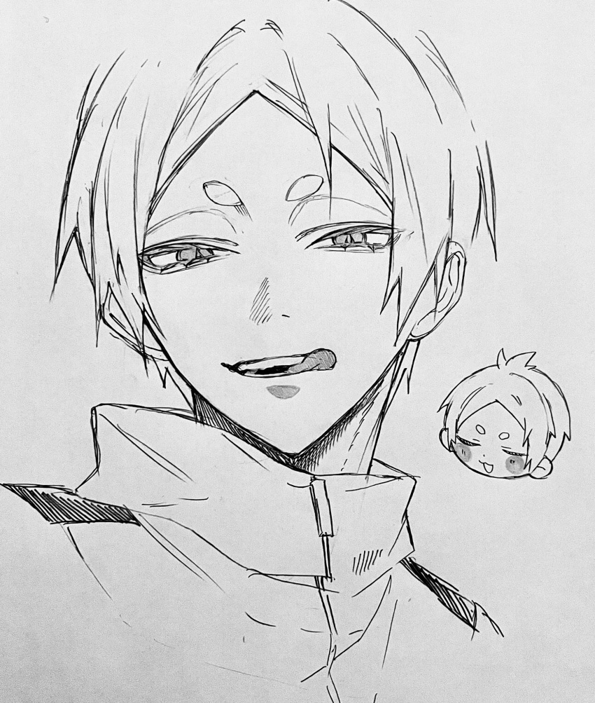 Safebooru - 1boy 3 surugi :d blush stickers chibi chibi inset closed ...