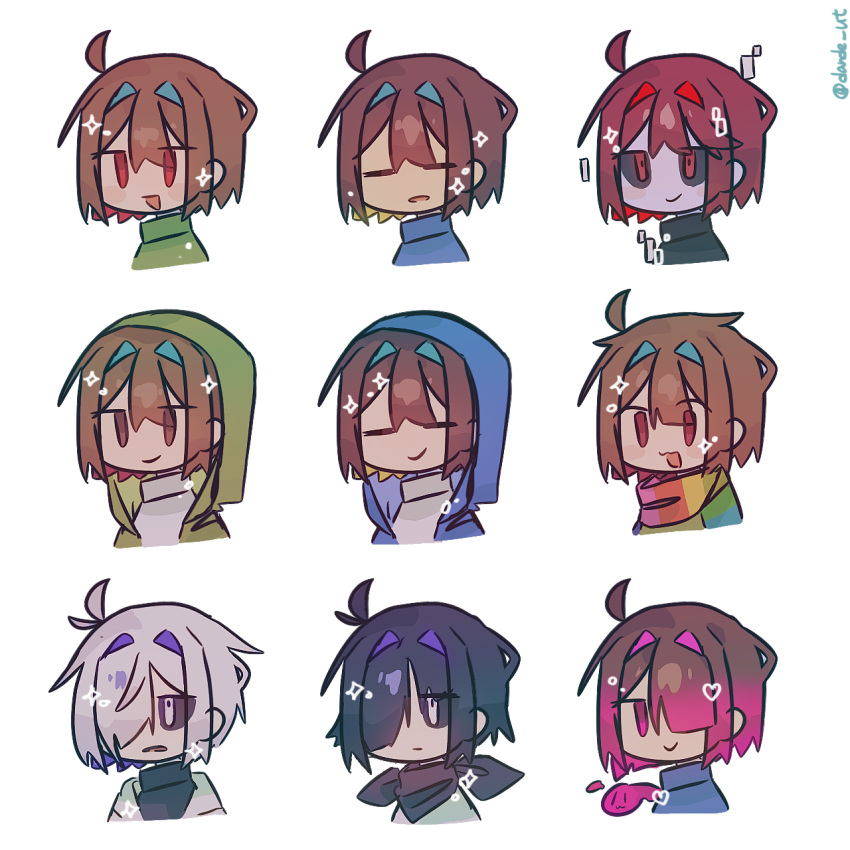 Safebooru - 1girl 2boys 6+others :3 :d ahoge akumu (glitchtale ...