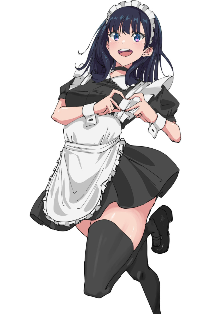 Safebooru - 1girl apron ari 87 bikini black dress black hair blue eyes ...