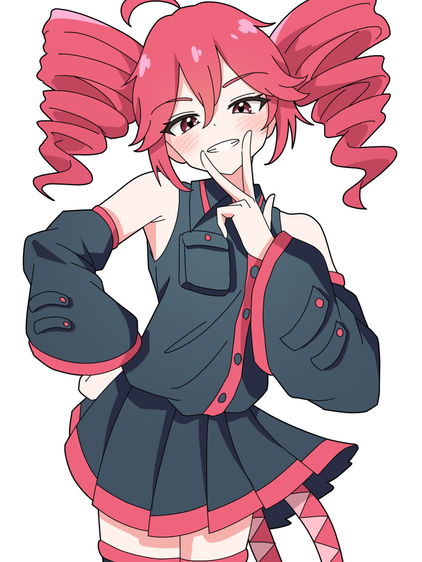 Safebooru - 1girl absurdres ahoge black skirt black sleeves blush breast pocket buttons collared ...