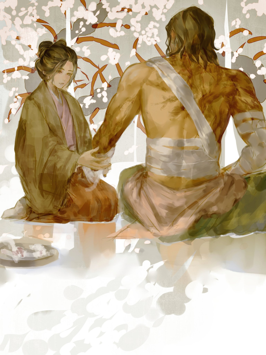 Safebooru - 1boy 1girl ashina genichirou bandaged arm bandaged torso bandages black hair ...