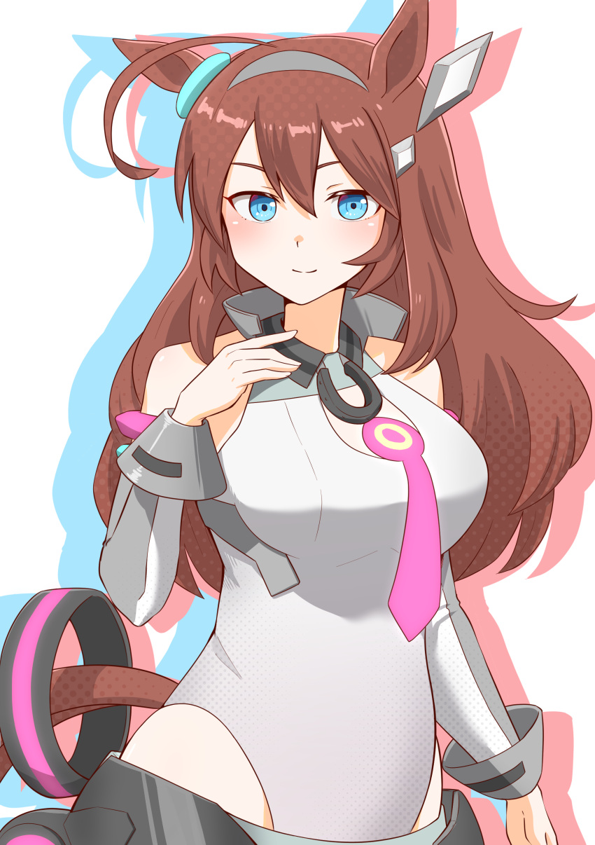 Safebooru - 1girl absurdres ahoge animal ears blue eyes blush bodysuit brown hair closed mouth ...
