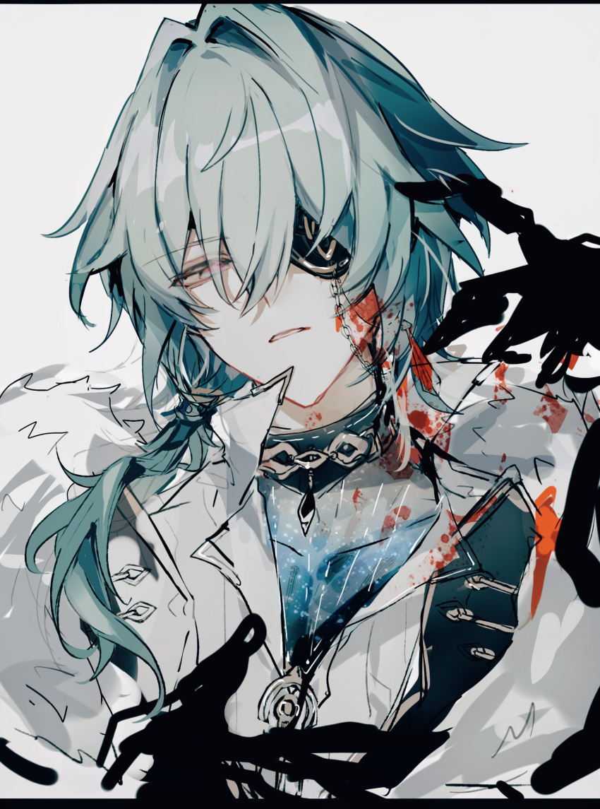 Safebooru - 1boy anaxa (honkai: star rail) aqua hair eyepatch highres honkai: star rail honkai ...