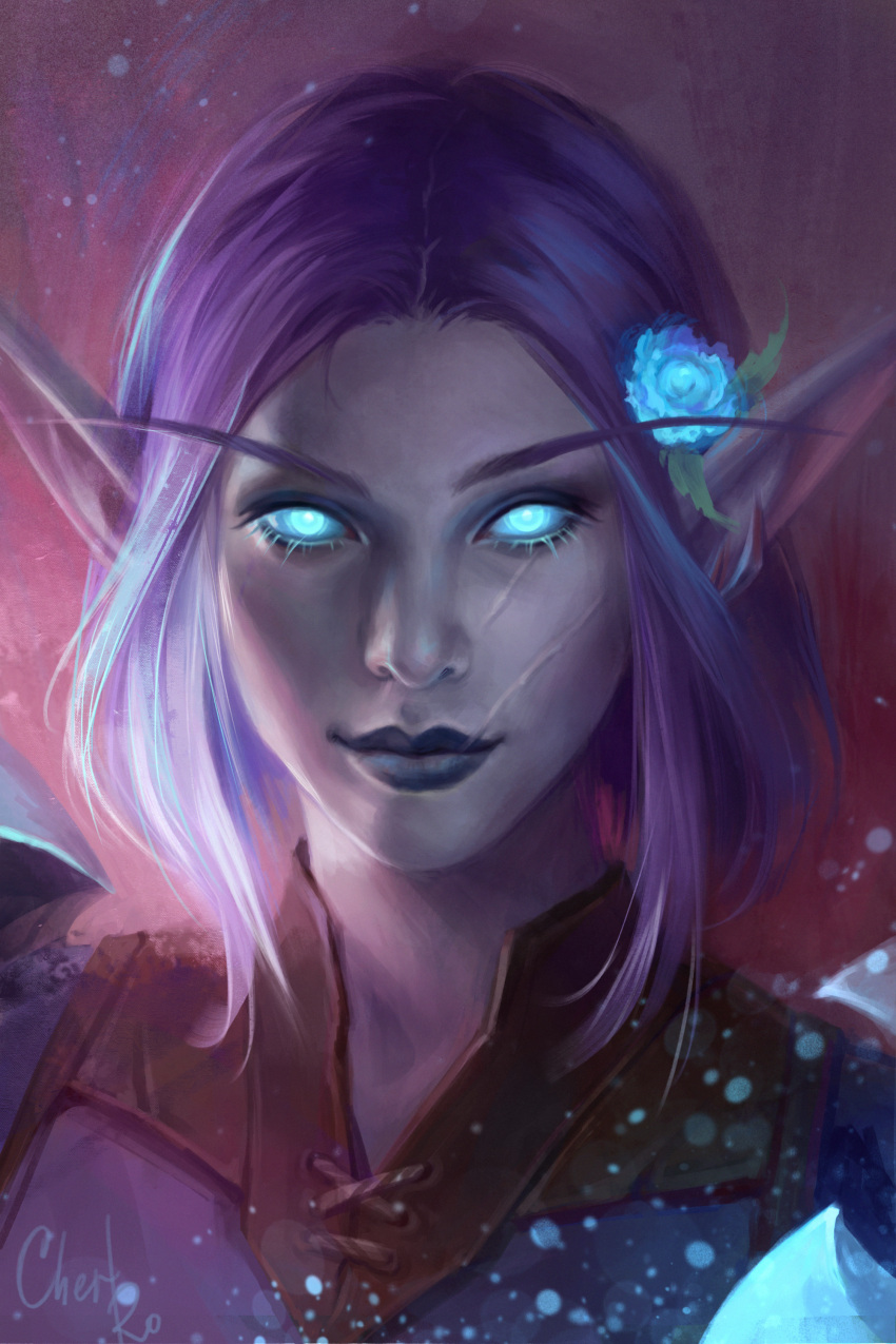 Safebooru - 1girl absurdres blue eyes blue flower blue sclera cher-ro colored sclera colored ...